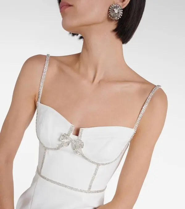 SELF-PORTRAIT Embellished Crepe Bustier Midi Dress