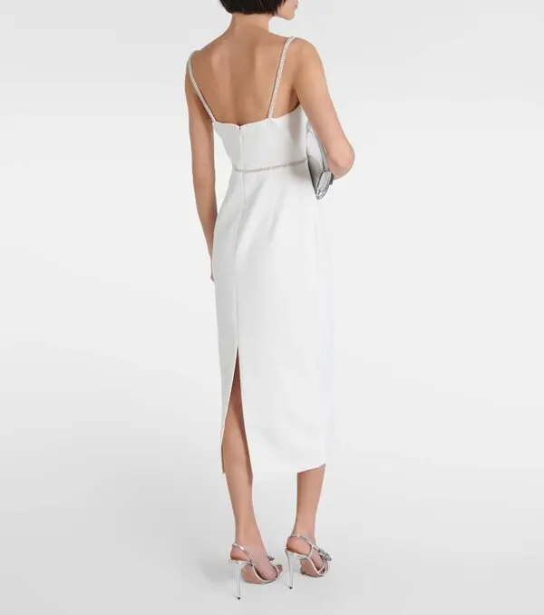 SELF-PORTRAIT Embellished Crepe Bustier Midi Dress