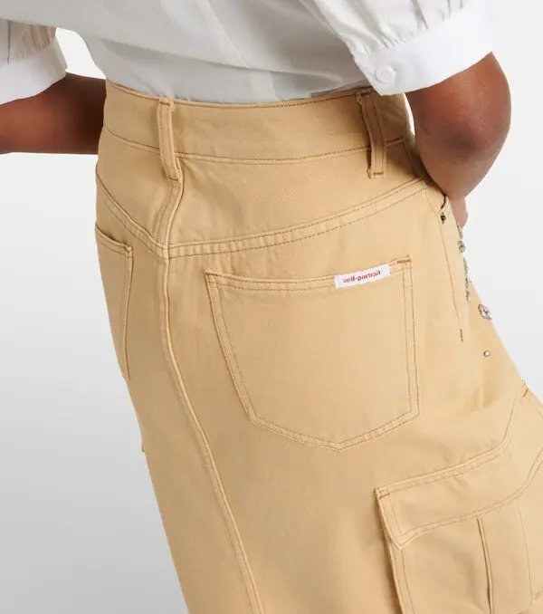 SELF-PORTRAIT Embellished Cargo Maxi Skirt