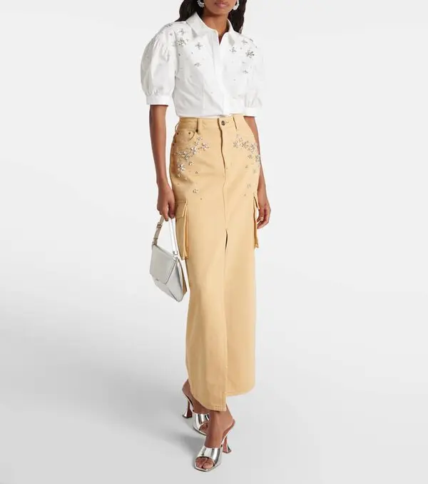 SELF-PORTRAIT Embellished Cargo Maxi Skirt