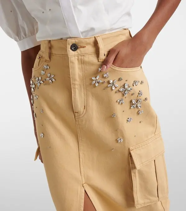 SELF-PORTRAIT Embellished Cargo Maxi Skirt