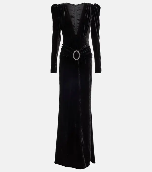 Alessandra Rich Embellished Velvet Gown