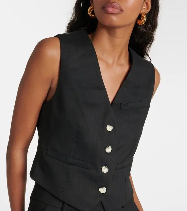 Veronica Beard Bennett Linen-blend Twill Vest