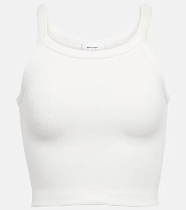 Wardrobe.NYC X Hailey Bieber Hb Cropped Cotton-blend Tank Top - White