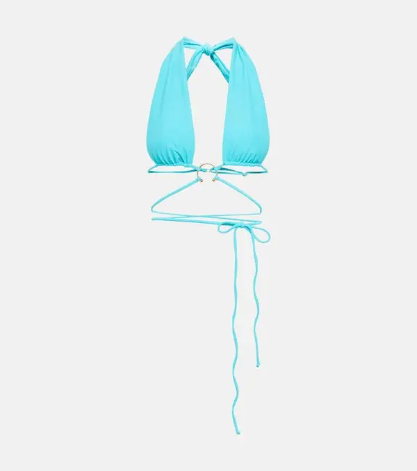 SAME Pierced Wrap Bikini Top - Blue