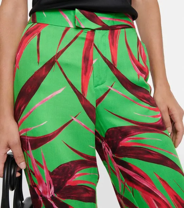 LOUISA BALLOU Floral Printed Straight Leg Trousers - Red