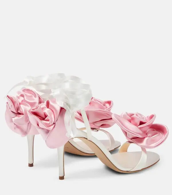 Magda Butrym Floral Appliqué Satin Sandals
