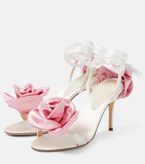 Magda Butrym Floral Appliqué Satin Sandals
