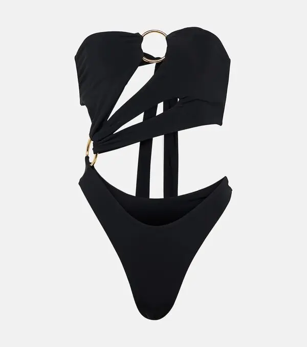 LOUISA BALLOU Strapless Cutout One-piece Swimsuit - Black