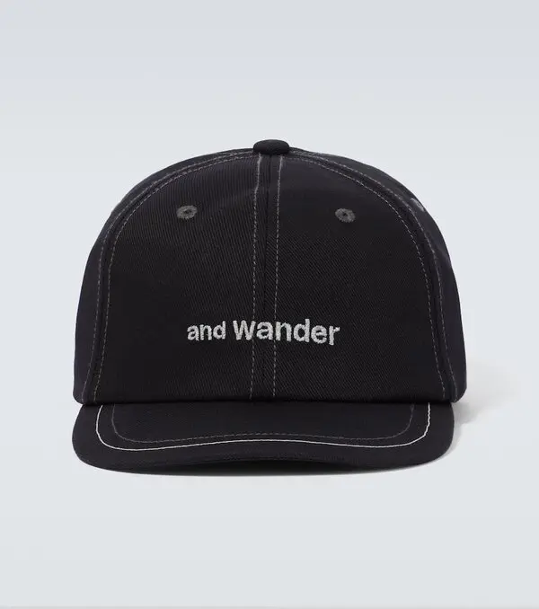 AND WANDER Logo Baseball Cap - Black