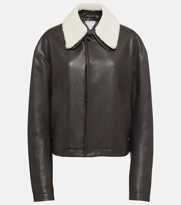 Bottega Veneta Shearling-trimmed Leather Jacket
