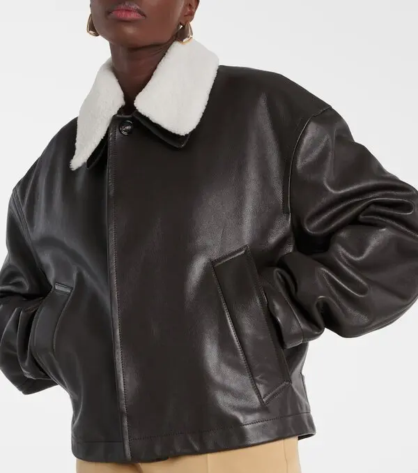 Bottega Veneta Shearling-trimmed Leather Jacket