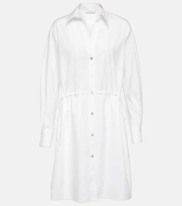 Vince Ruched Cotton Shirtdress - White