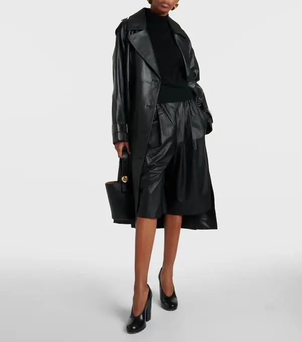 YVES SALOMON Leather Bermuda Shorts