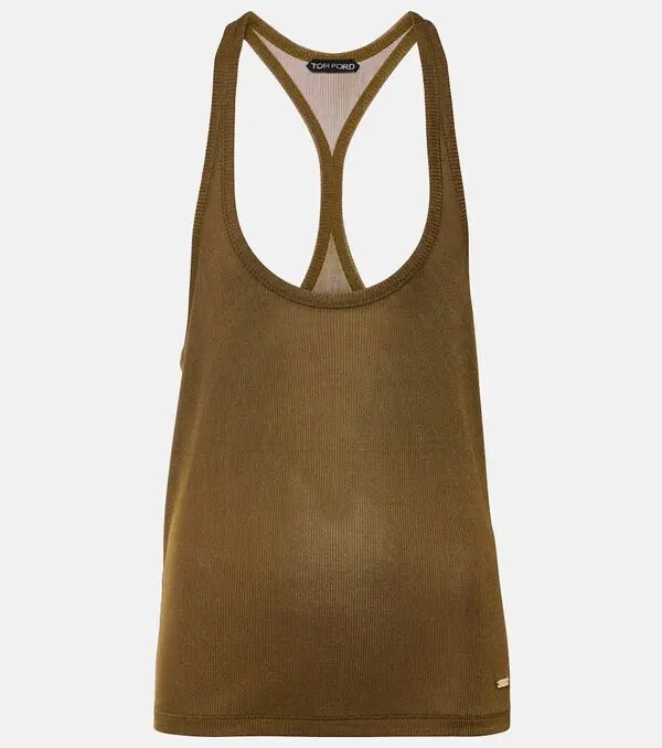 TOM FORD Ribbed-knit Crepe Jersey Tank Top - Brown