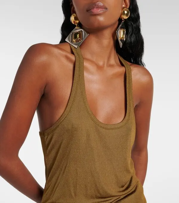 TOM FORD Ribbed-knit Crepe Jersey Tank Top - Brown