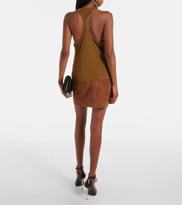 TOM FORD Ribbed-knit Crepe Jersey Tank Top - Brown