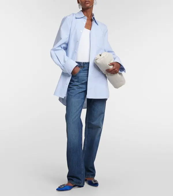 Manolo Blahnik Hangisimuflat Embellished Mules - Blue