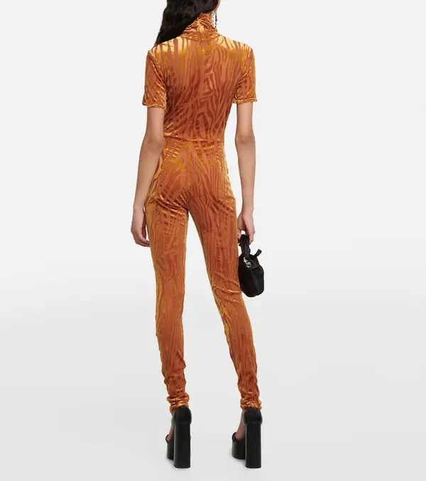 Alex Perry Benton Devore Zebra-print Catsuit