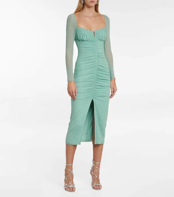 SELF-PORTRAIT Ruched Midi Dress
