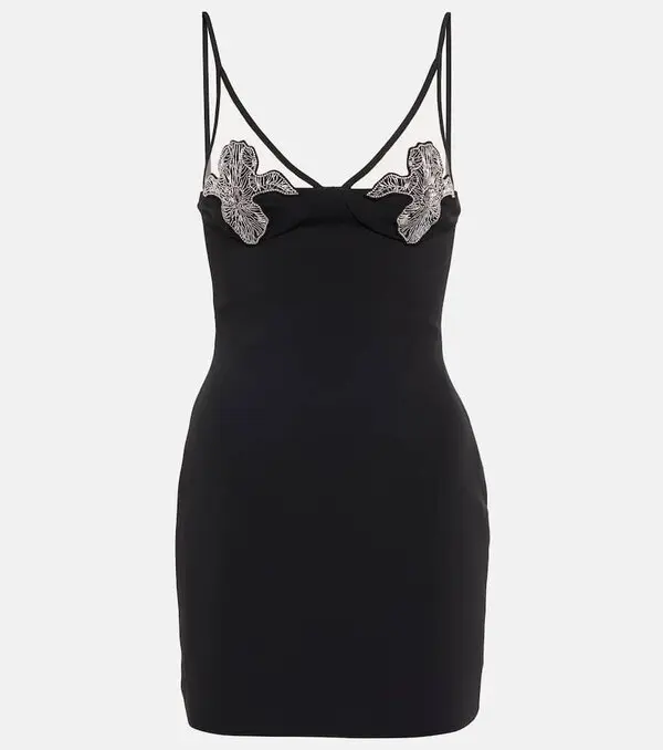 David Koma Mesh-panel Embellished Minidress