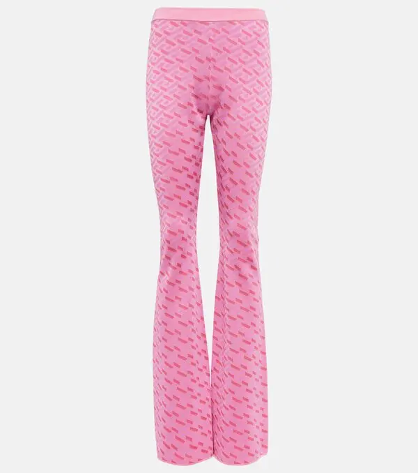 Versace La Greca Jacquard Silk-blend Flared Pants