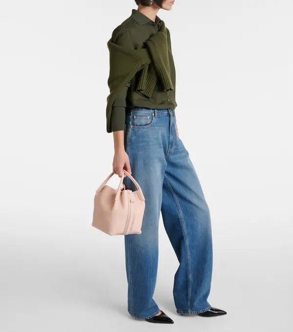 Loro Piana Bale Small Leather Tote Bag - Beige
