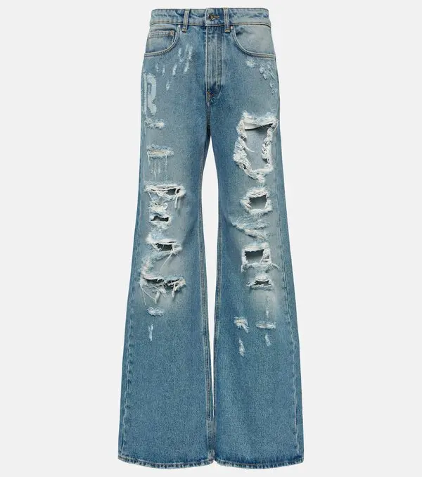 Rabanne Distressed High-rise Wide-leg Jeans
