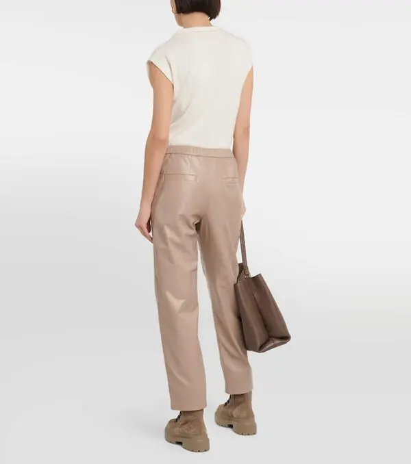 Brunello Cucinelli Mid-rise Leather Pants