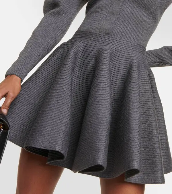 Alaïa Ribbed-knit Wool-blend Miniskirt