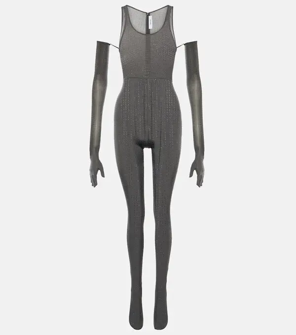 Alex Perry Crystal-embellished Jersey Catsuit - Grey