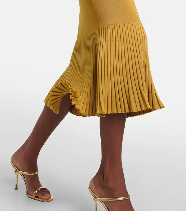 Galvan Atalanta Ribbed-knit Midi Dress - Gold