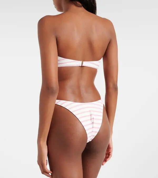 SAME Rose Appliqué Striped Bikini Bottoms