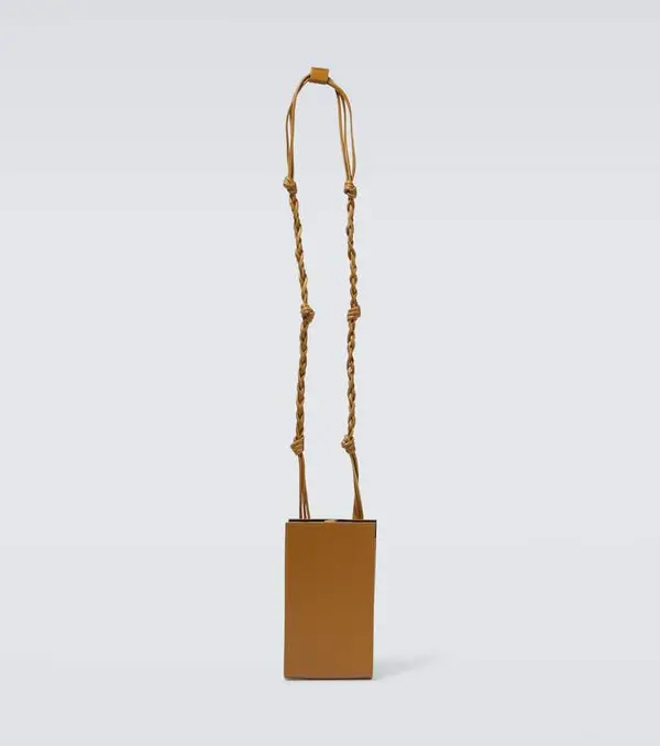 JIL SANDER Embossed Leather Phone Pouch - Orange