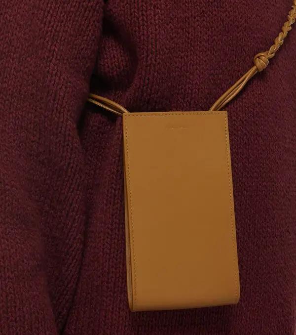 JIL SANDER Embossed Leather Phone Pouch