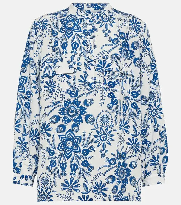 A.p.c. Aubrey Floral Linen-blend Blouse - Multicoloured