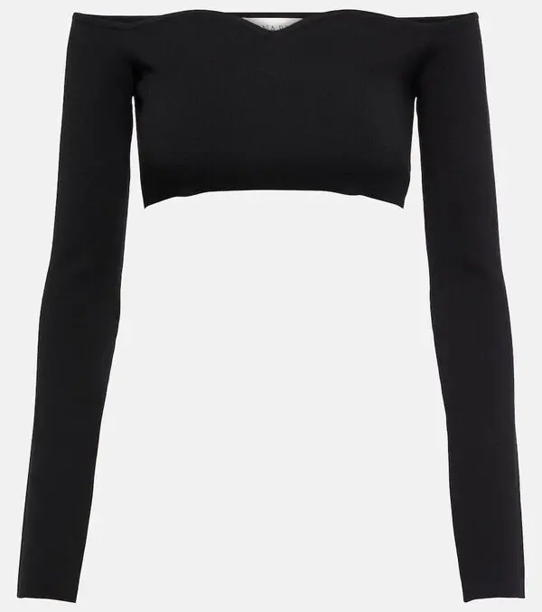 Nina Ricci Off-shoulder Crop Top - Black