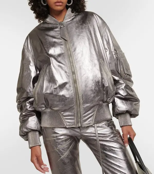 Attico Leather Bomber Jacket