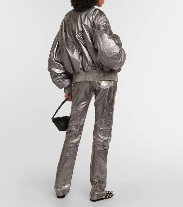 Attico Leather Bomber Jacket