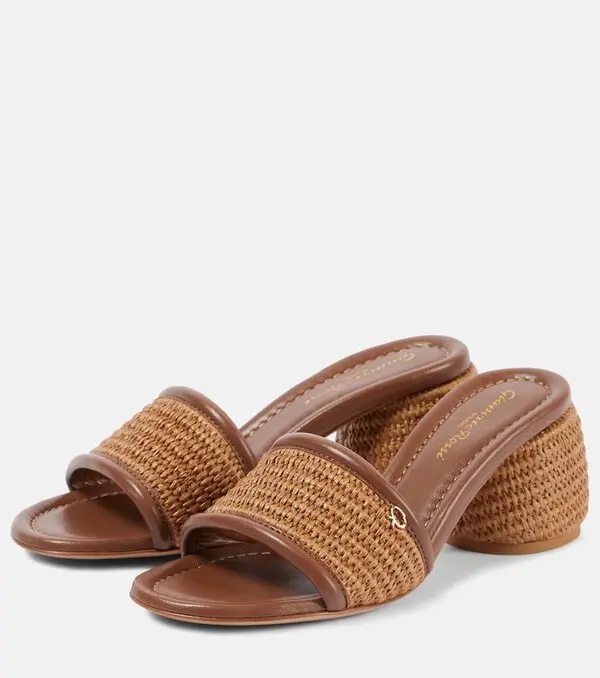 GIANVITO ROSSI Marbella Raffia Mules