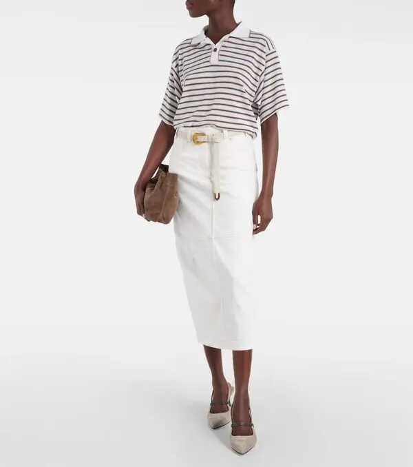 Brunello Cucinelli Denim Midi Skirt