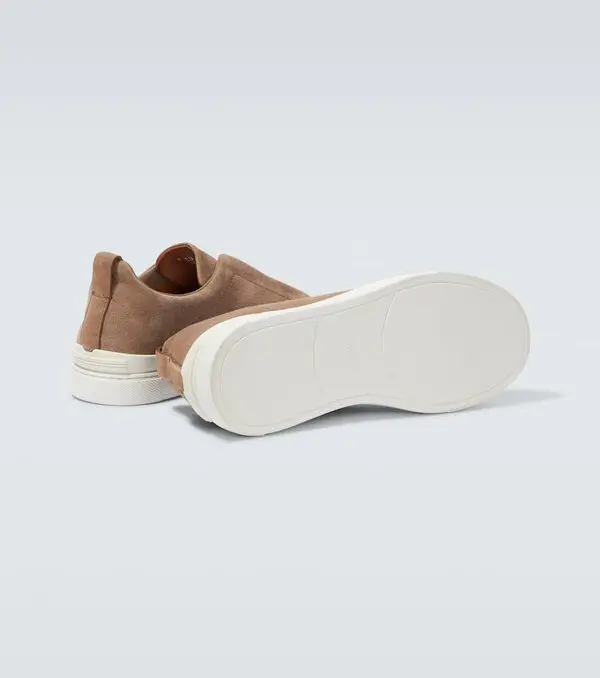 Zegna Triple Stitch Suede Sneakers - Brown