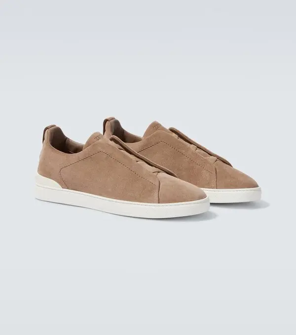 Zegna Triple Stitch Suede Sneakers - Brown