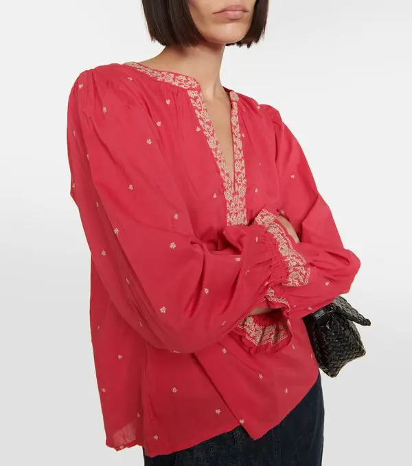 Velvet By Graham & Spencer Ania Embroidered Cotton Top