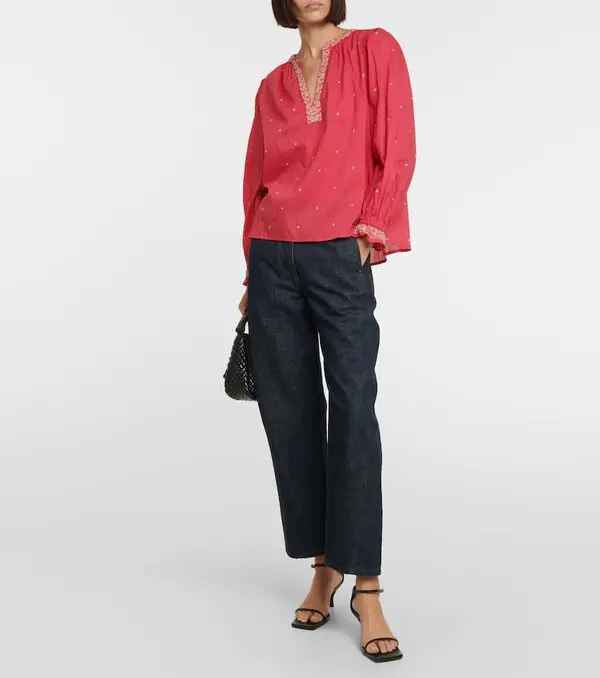 Velvet By Graham & Spencer Ania Embroidered Cotton Top