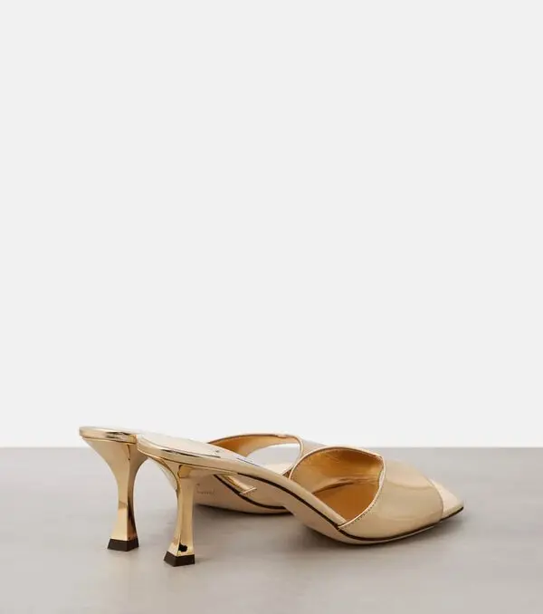 JIMMY CHOO Skye 70 Metallic Leather Mules - Gold
