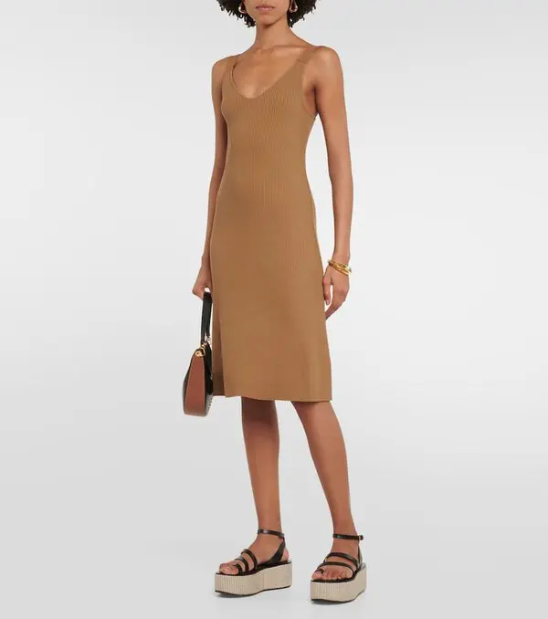 Vince Ribbed-knit Midi Dress