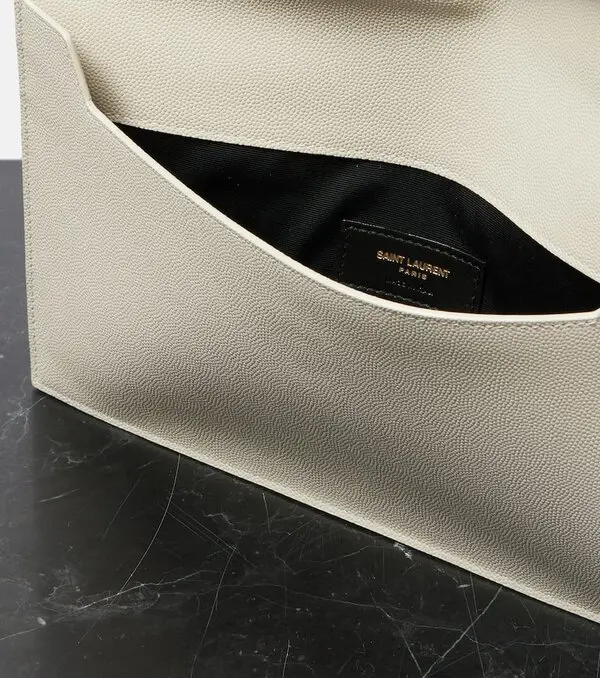 Saint Laurent Uptown Leather Clutch - White