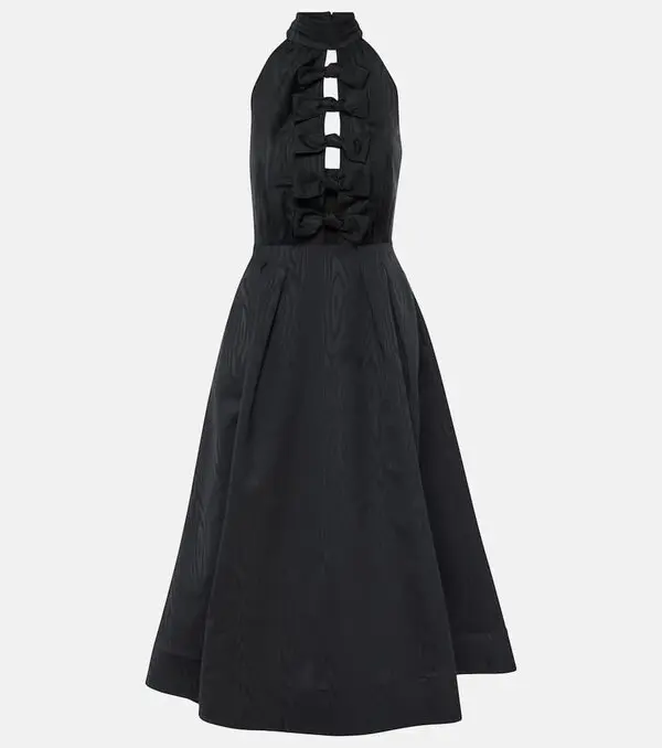 Rebecca Vallance Charaya Bow-detail Halterneck Midi Dress - Black