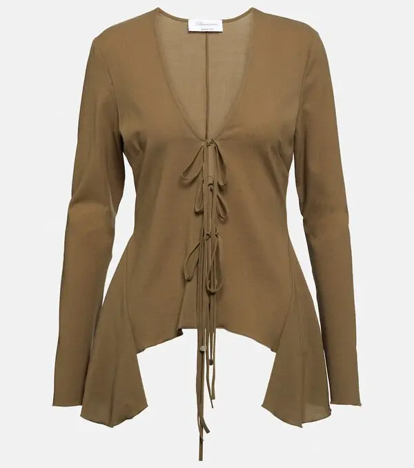 Blumarine Tie-front Wool-blend Blouse - Green